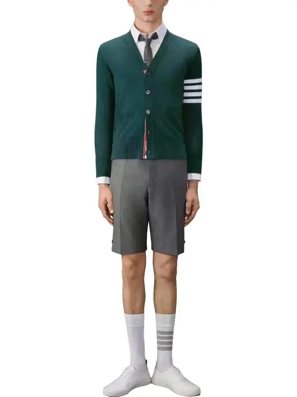 Thom Browne 4-bar V-neck Cardigan - Green