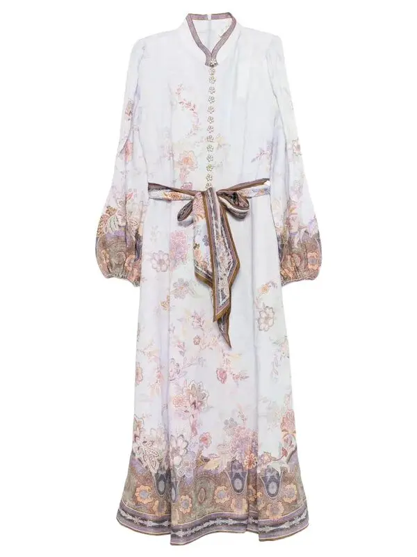 Zimmermann Luna Floral-print Linen Maxi Dress - Blue