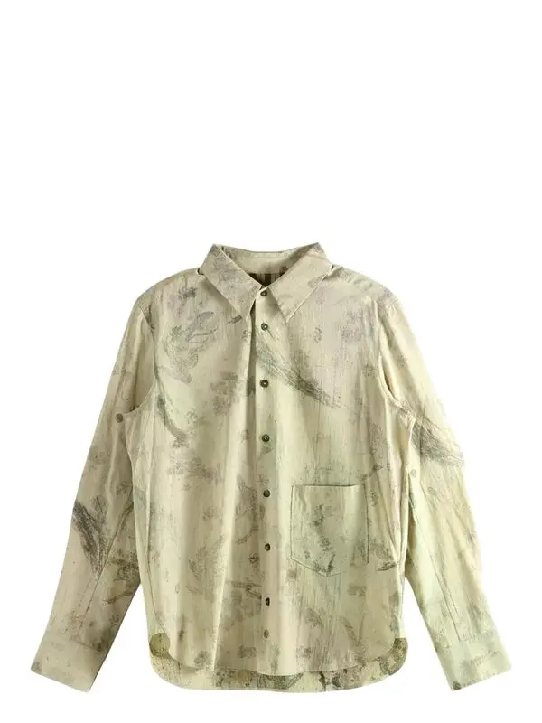 ZIGGY CHEN Abstract-print Cotton Shirt - Neutrals