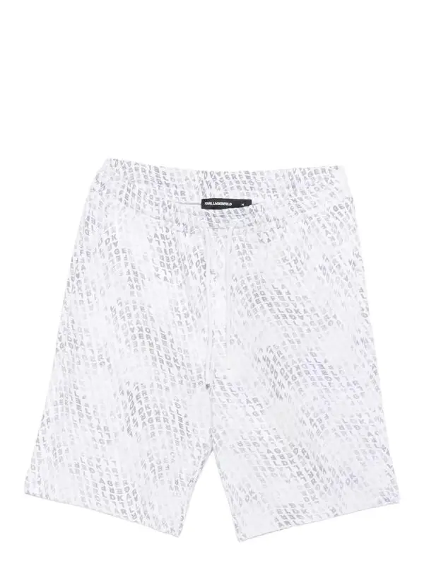 Karl Lagerfeld Logo-pattern Drawstring Shorts - White