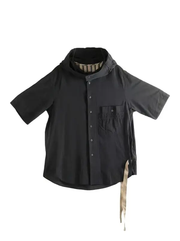ZIGGY CHEN Hooded Short-sleeved Shirt - Black