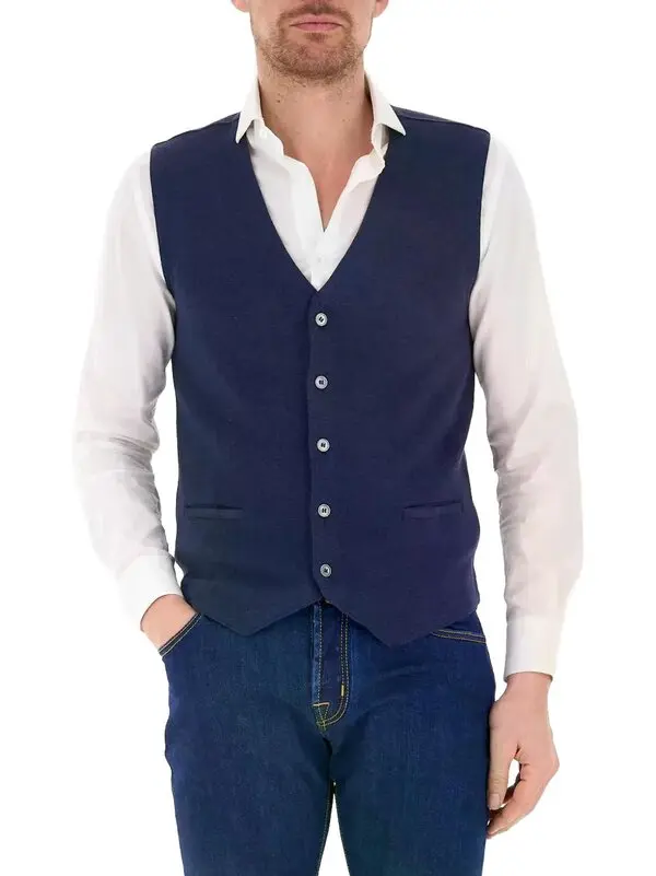 GRAN SASSO Button-up Sleeveless Waistcoat - Blue