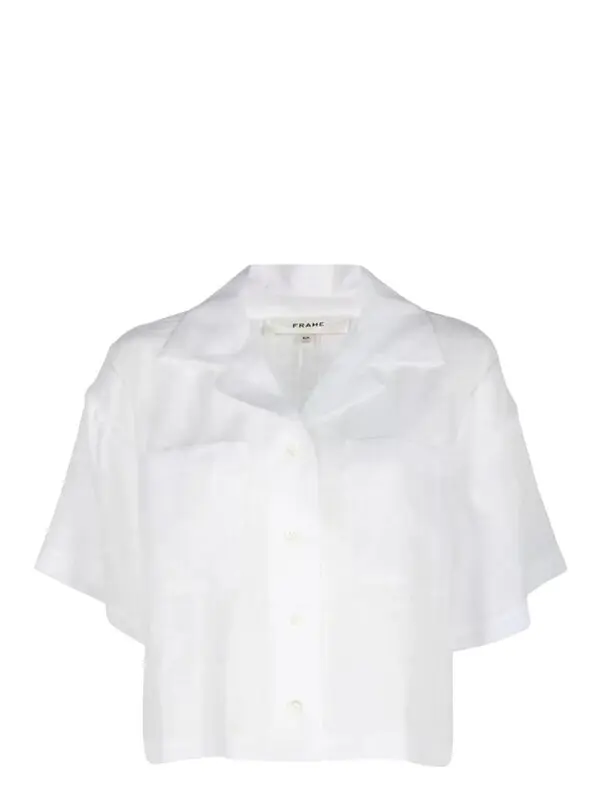 FRAME Pocket-detail Cropped Shirt - White