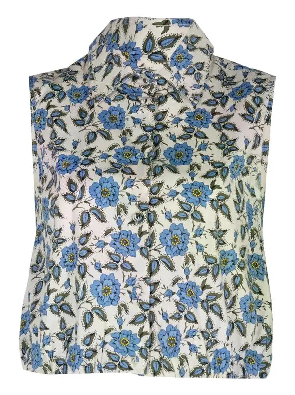 Derek Lam 10 Crosby Floral-print Sleeveless Shirt - Neutrals