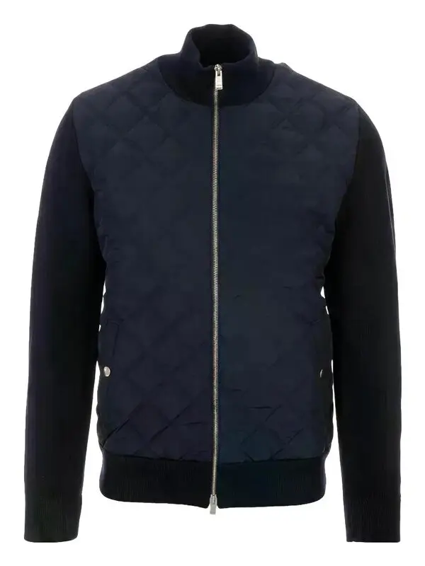 BOSS Knitted-wool Quilted Bomber Jacket - Blue