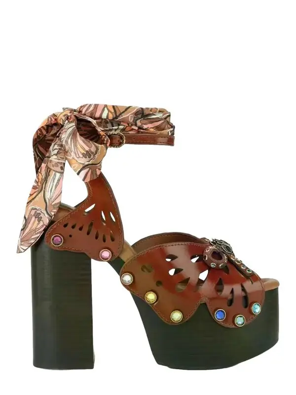 Kurt Geiger Butterfly Platform Heeled Sandals - Brown