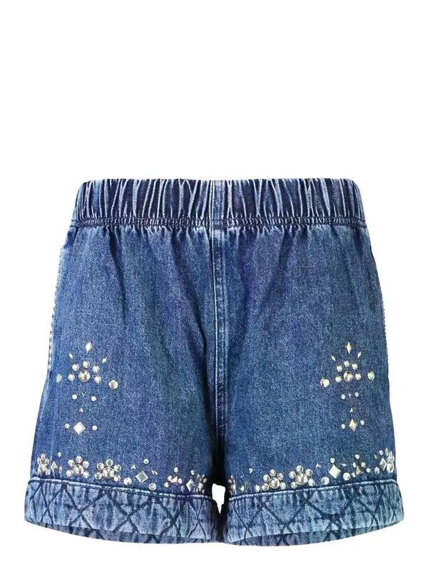 HAYLEY MENZIES Cyndi Stud-embellished Denim Shorts - Blue