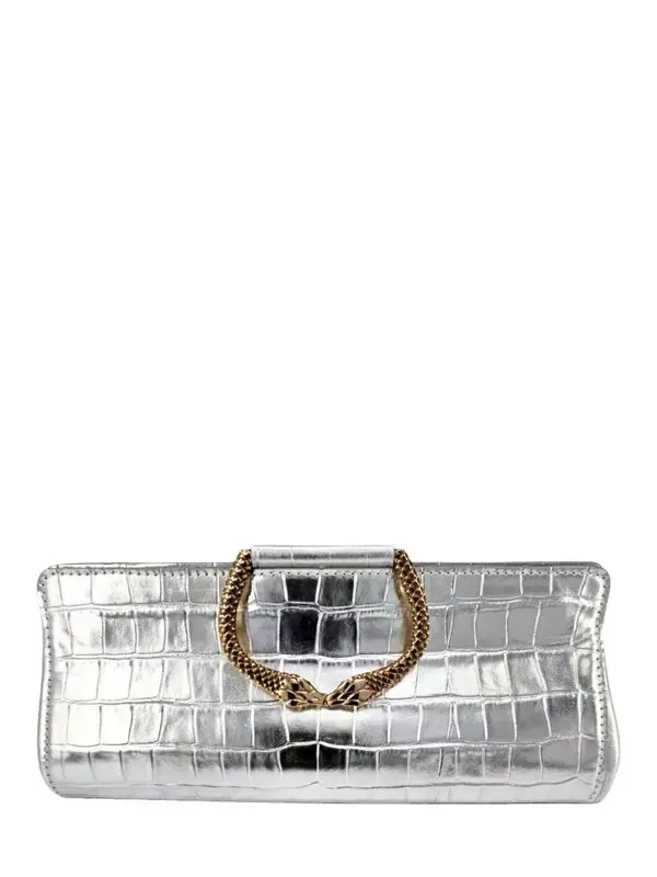 MADISON MAISON Croc Effect Clutch - Silver