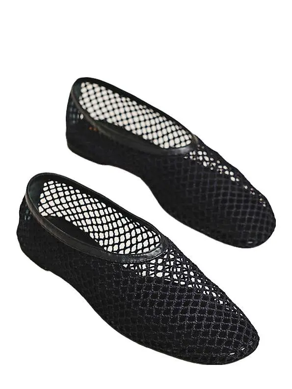 REFORMATION Britt Netted Ballet Flats - Black Crochet