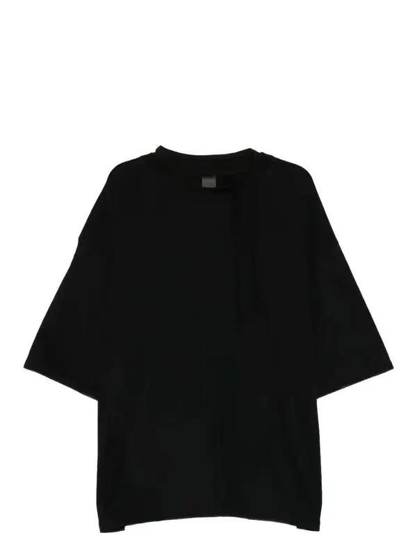 THE VIRIDI-ANNE Double Neck T-shirt - Black