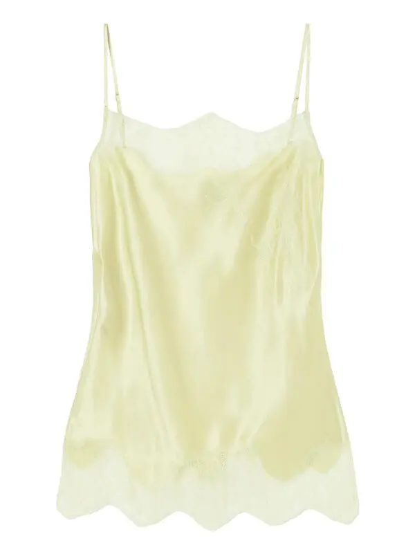 Carine Gilson Lace-trimmed Silk-satin Camisole - Green