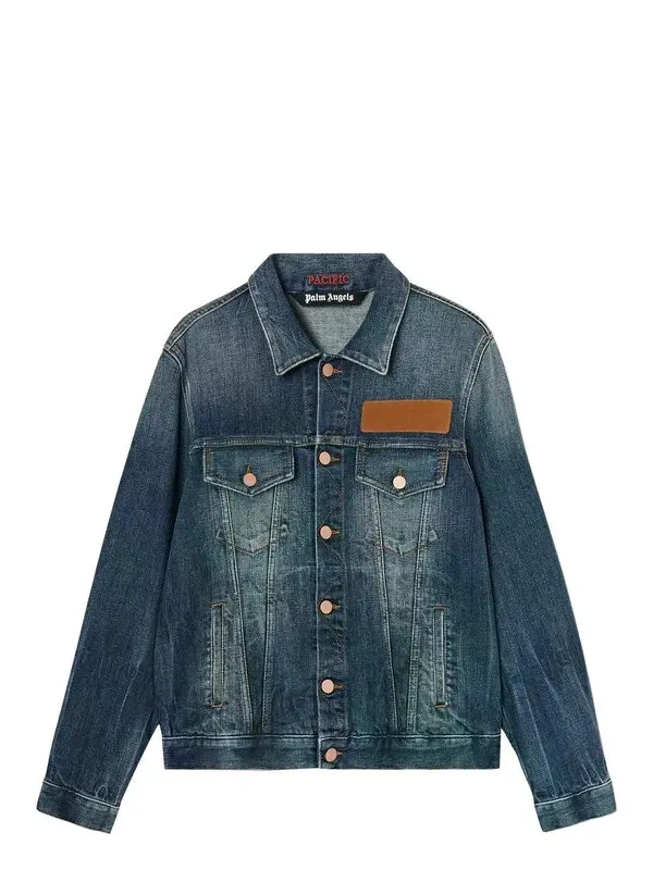 Palm Angels Palm Logo Denim Jacket - Blue