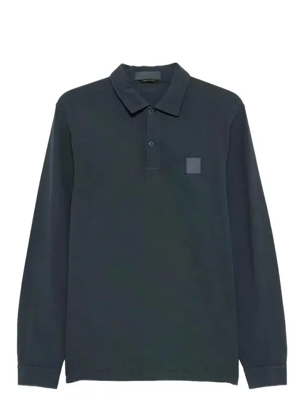 Stone Island Logo-patch Long-sleeve Polo Shirt - Blue
