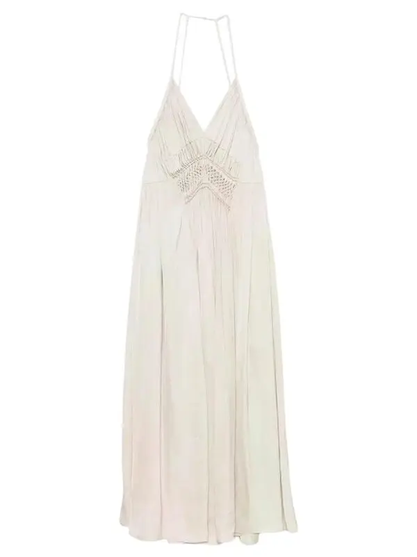 Barbara Bui Macramé-detail Pleated Maxi Dress - Neutrals