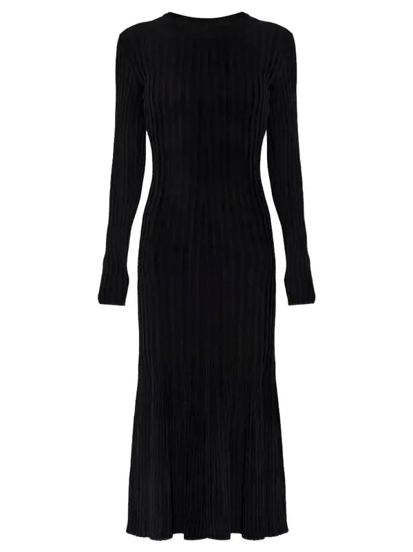 AMI Paris Ribbed-knit Midi Dress - Black