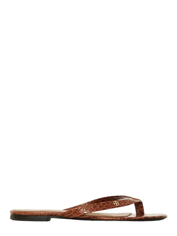 ANINE BING Noelle Thong Sandals - Embossed Brown