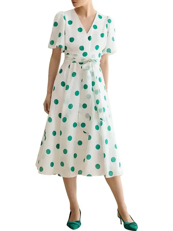 HOBBS LONDON Barrington Midi Dress - Ivory/green