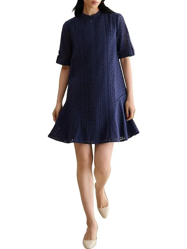 HOBBS LONDON Jasmine Embroidered Dress - True Navy