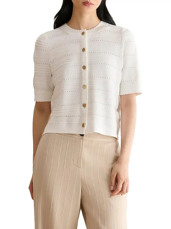 HOBBS LONDON Mimi Pointelle Cardigan - Ivory