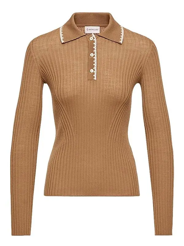 Moncler Wool Polo Sweater - Light Beige
