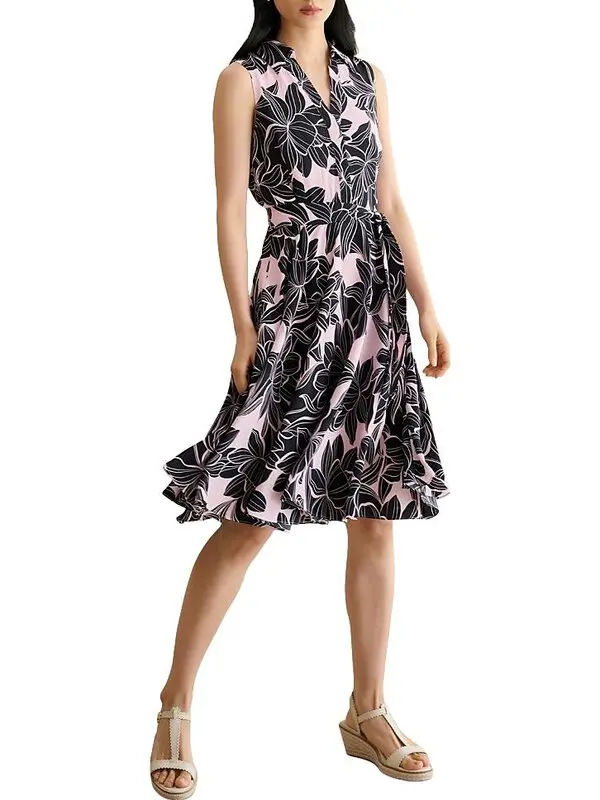 HOBBS LONDON Petite Bea Printed Dress - Navy Pink