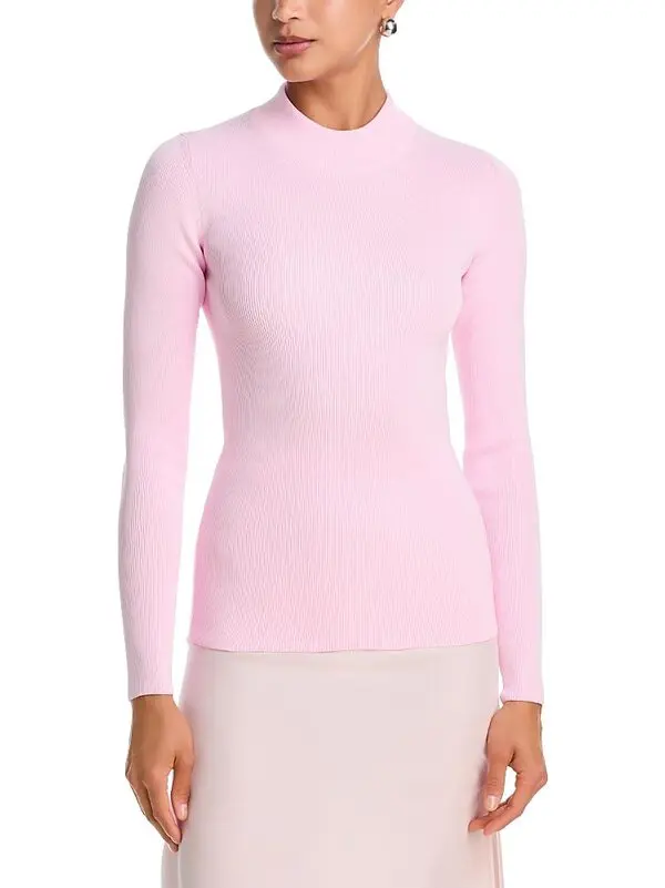 JIL SANDER Long Sleeve Ribbed Mock Neck Sweater - Candy Pink