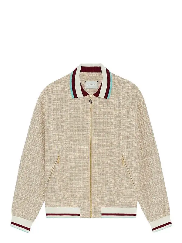 Drole De Monsieur Tweed Track Jacket - Dark Sand