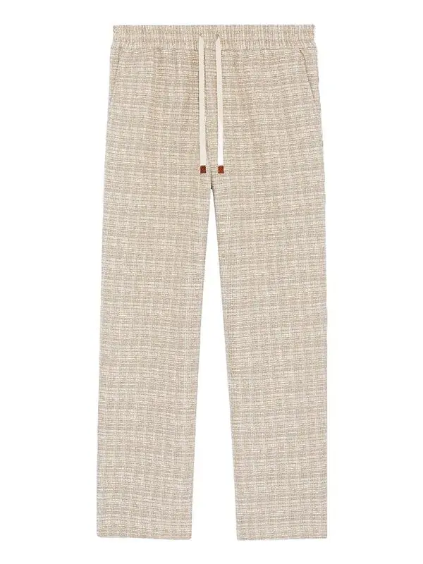 Drole De Monsieur Relaxed Fit Tweed Drawstring Pants - Dark Sand