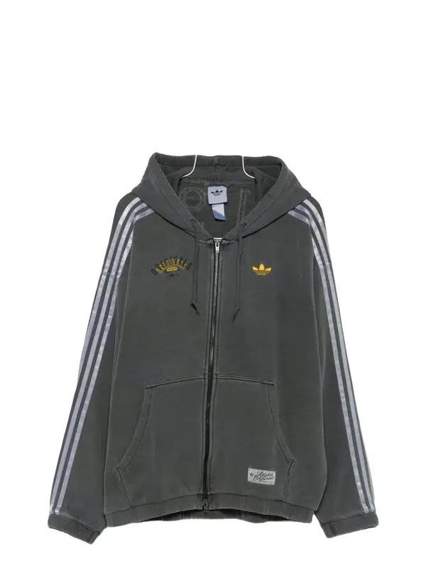 Adidas Logo-detail Zip-up Hoodie - Grey