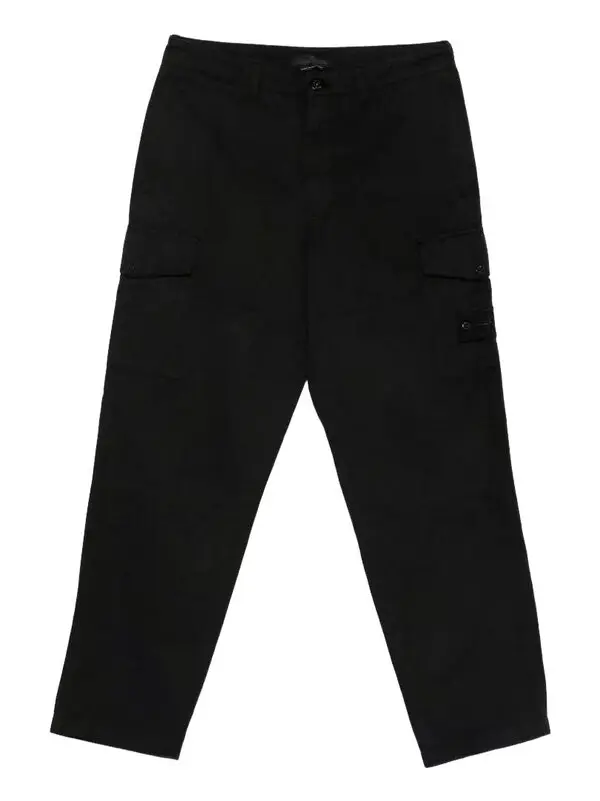 Stone Island Cargo Pants With Logo Patch - Black