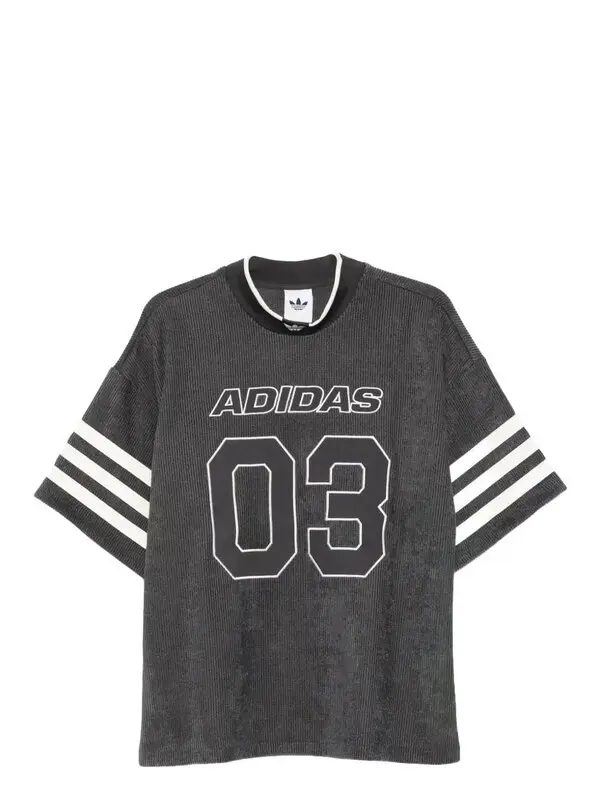 Adidas Ribbed Logo-print T-shirt - Grey