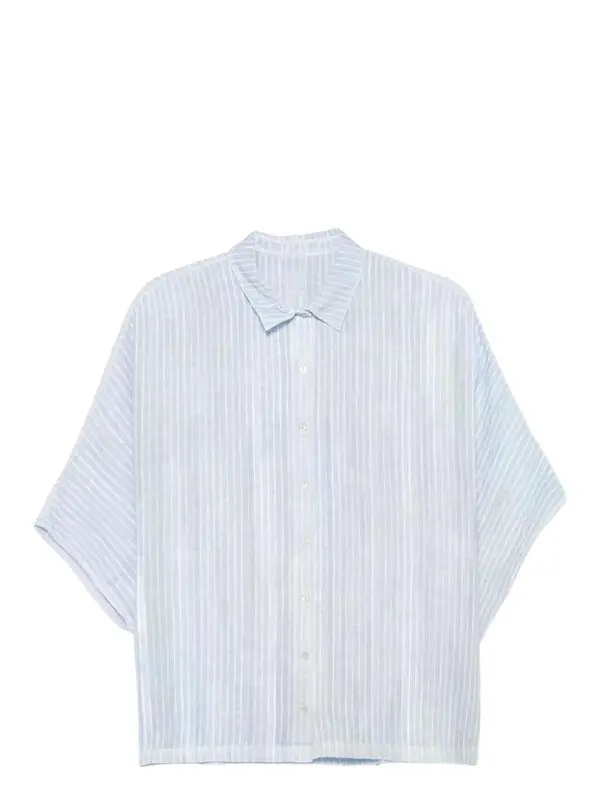 120% Lino Stripe-pattern Shirt - Blue