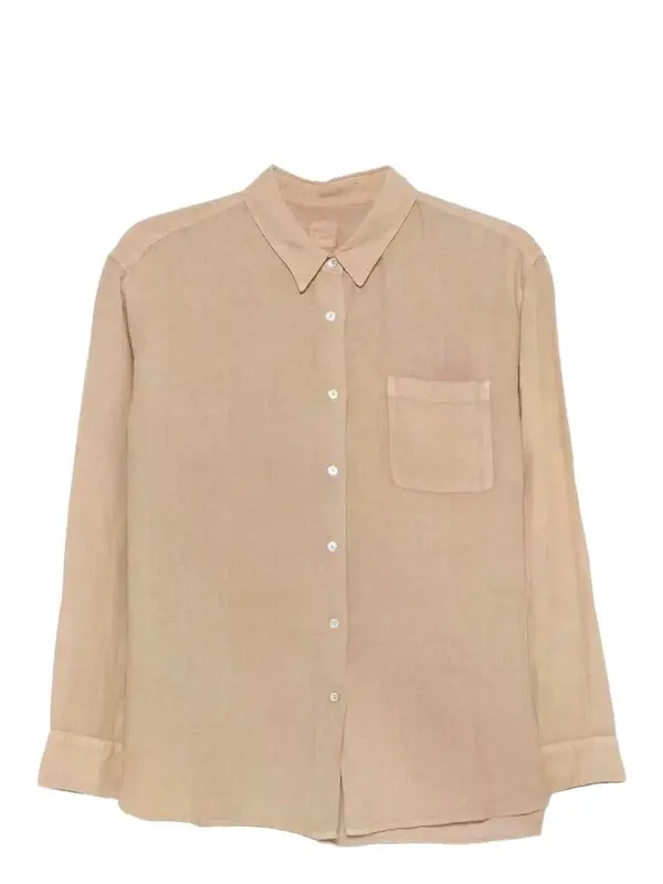 120% Lino Chest-pocket Linen Shirt - Brown
