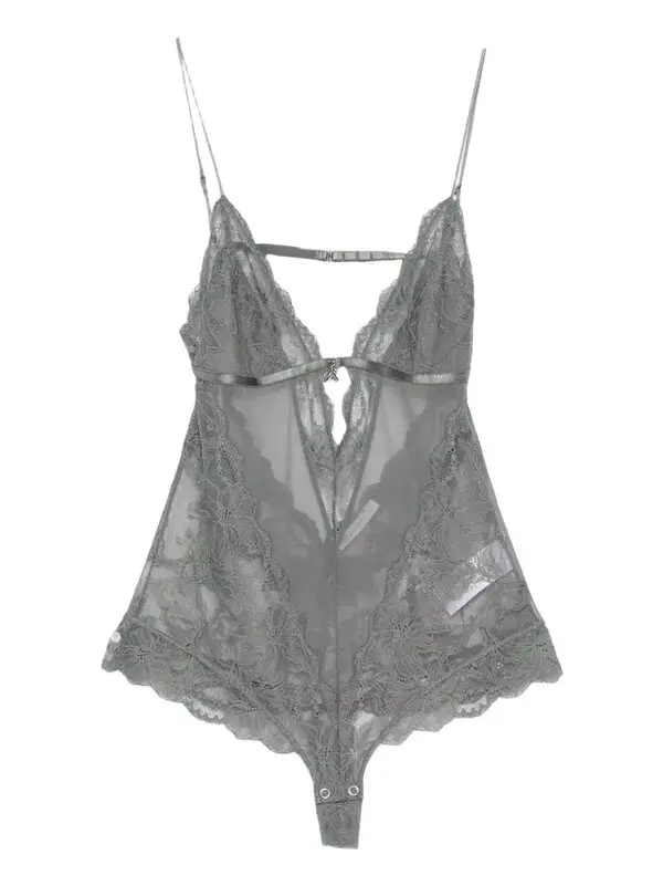 Patrizia Pepe Lace-paneled Sheer Body - Grey