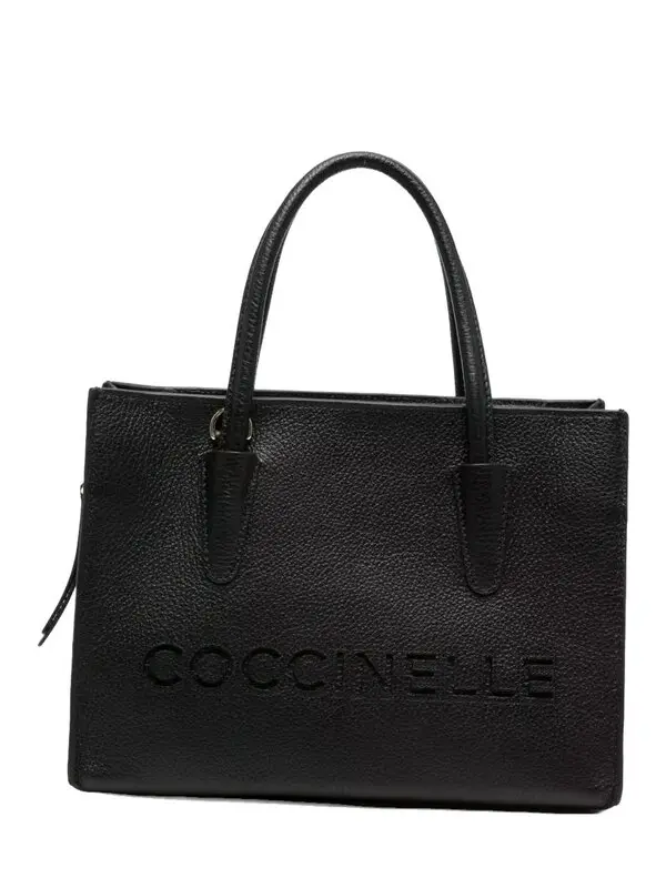 COCCINELLE Grained Leather Tote Bag - Black