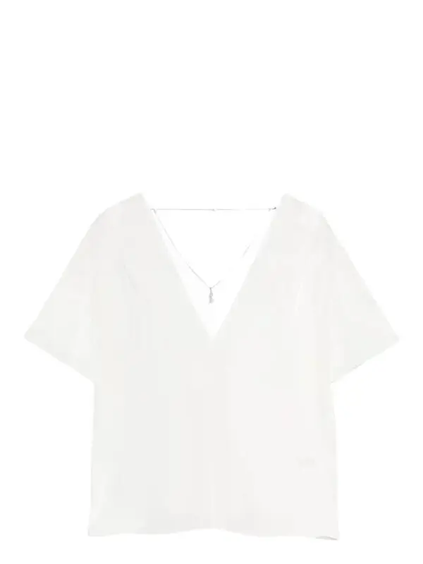 Patrizia Pepe Jewel-detail V-neck Blouse - White