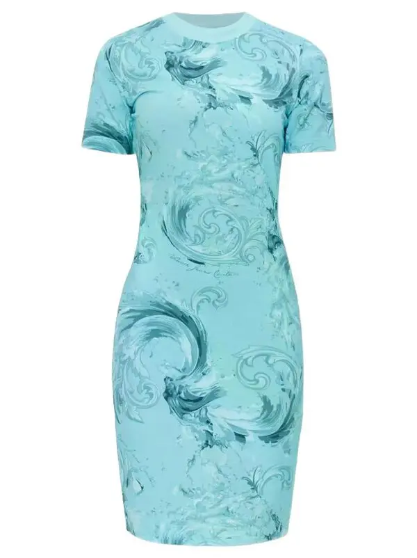 Versace Barocco-print Mini Dress - Blue