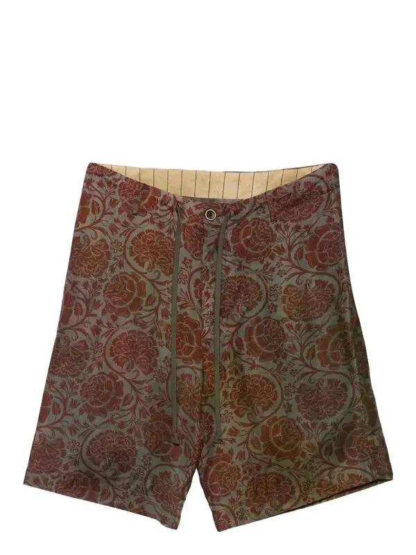 UMA WANG Floral-print Drawstring Shorts - Red