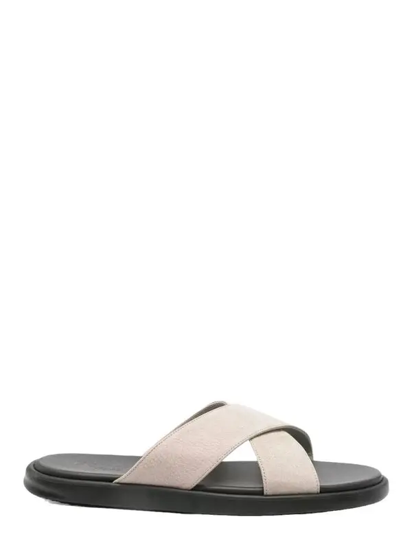 DOUCAL'S Pebbled Crossover Strap Sandals - Neutrals