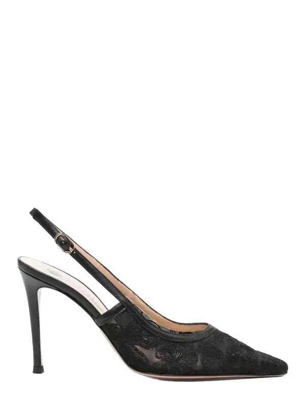Roberto Festa Floral-lace Slingback Pumps - Black