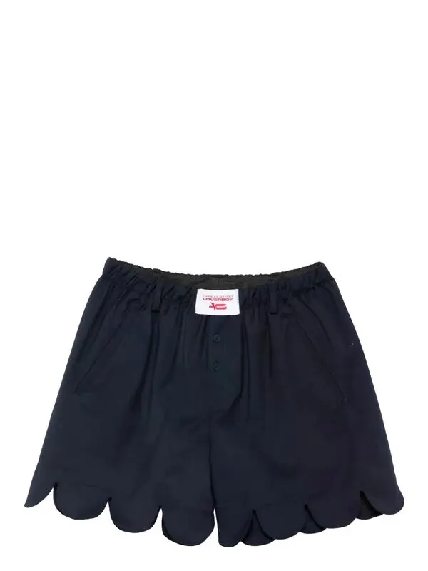 CHARLES JEFFREY Scalloped Hem Shorts - Blue