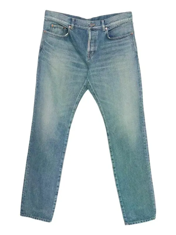 Saint Laurent Logo Patch Jeans - Blue
