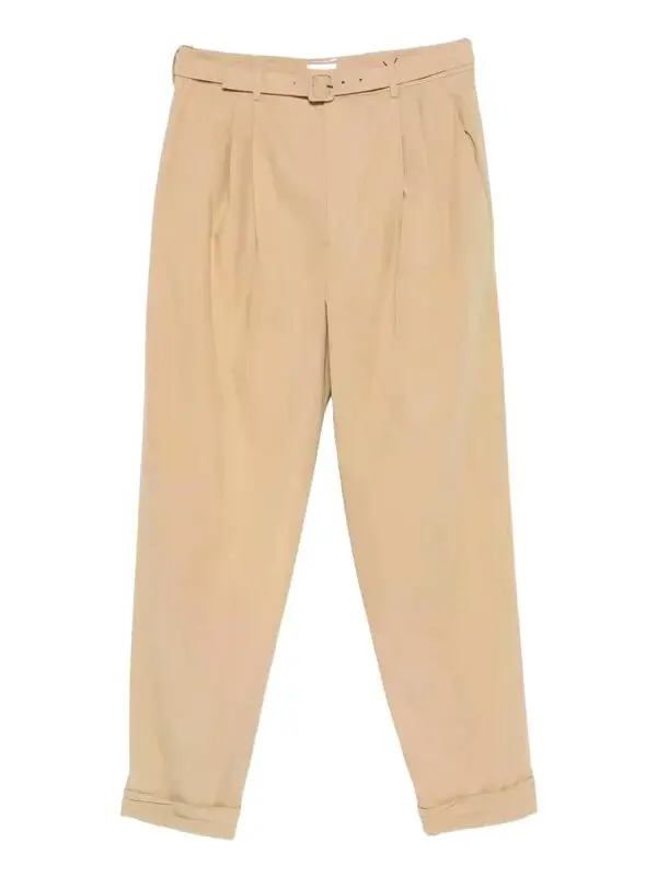 Saint Laurent Belted Pleated Trousers - Neutrals