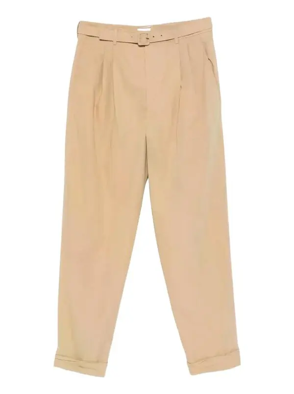 Saint Laurent Belted Pleated Trousers - Neutrals