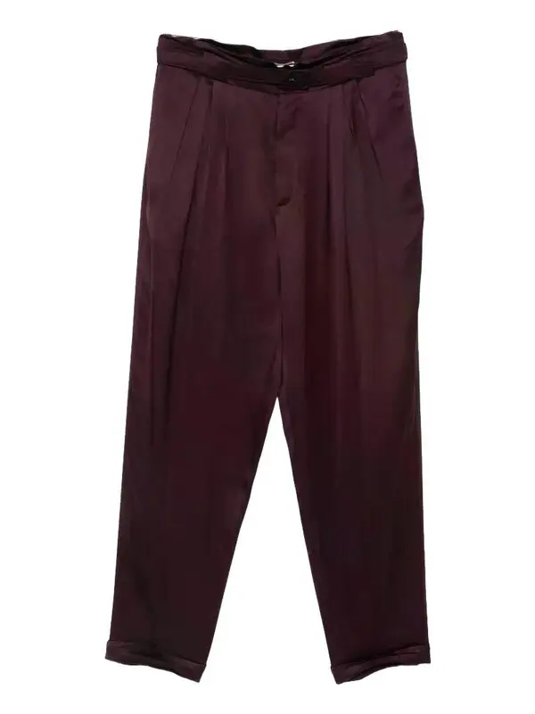 Saint Laurent Pleated Belted Trousers - Red