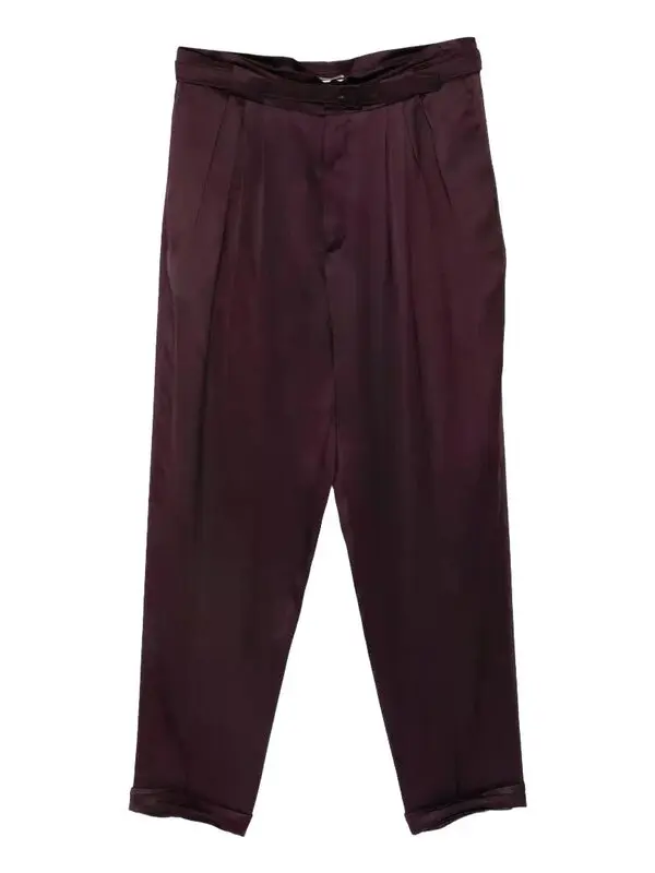 Saint Laurent Pleated Belted Trousers - Red