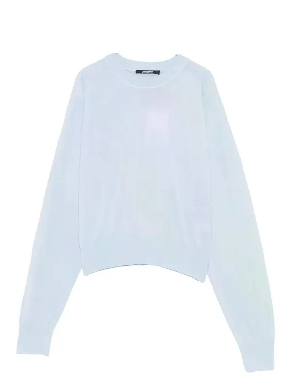 Jacquemus Le Sweater J Logo-embroidered Crew-neck Sweater - Blue