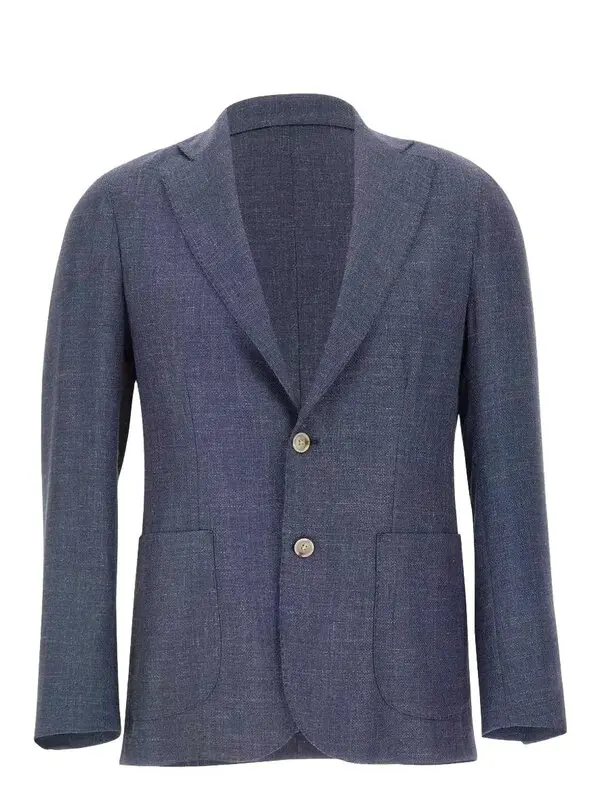 BARBA NAPOLI Buttoned Patch-pockets Blazer - Blue