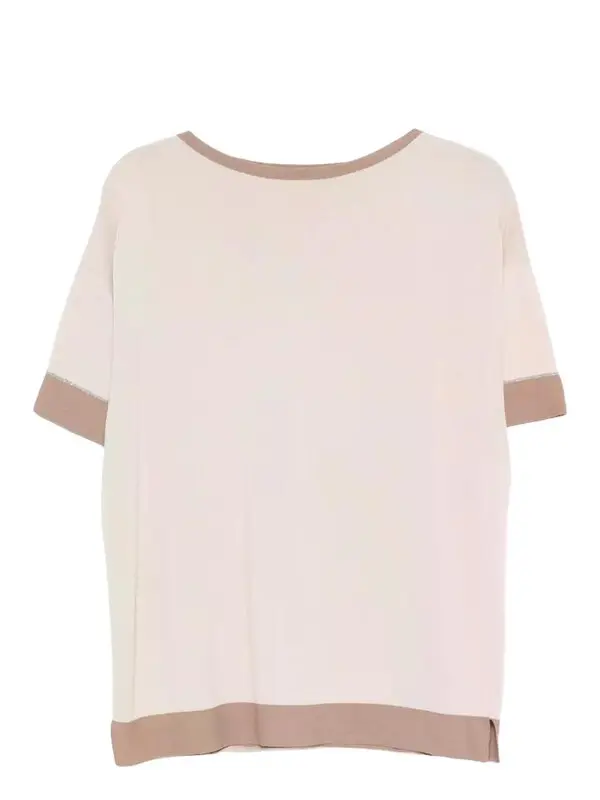 D.exterior Contrast-trim Fine-knit T-shirt - Neutrals