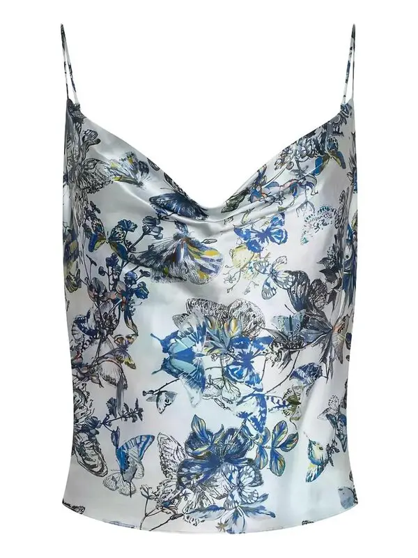 L'Agence Calista Butterfly-print Camisole - White